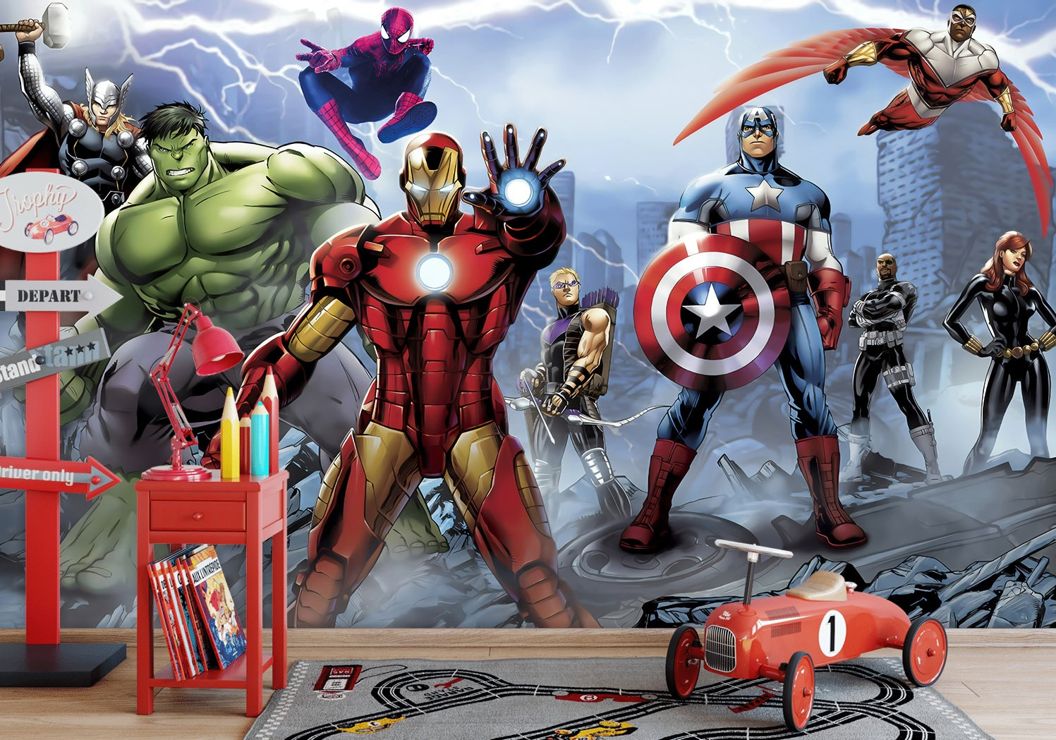 Marvel Superhero Wallpaper | Peel and Stick Kids Mural - Etsy
