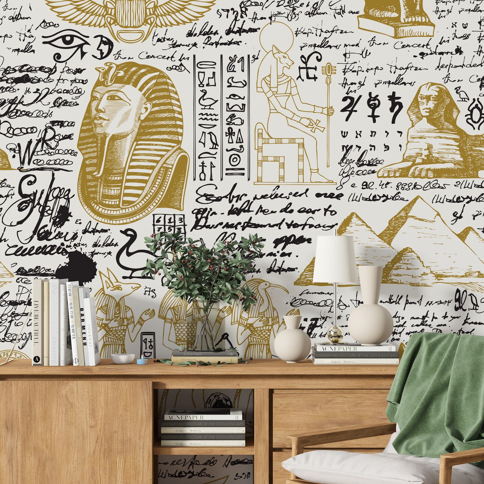 Ancient Egypt Wallpaper: Sphinx Mural, Art Deco Style (peel and Stick ...