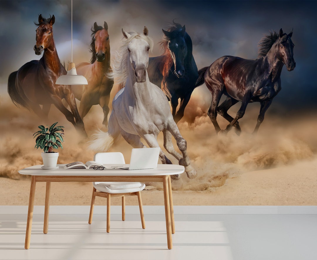 Running Horses Wall Mural: Peel and Stick Wallpaper - Etsy