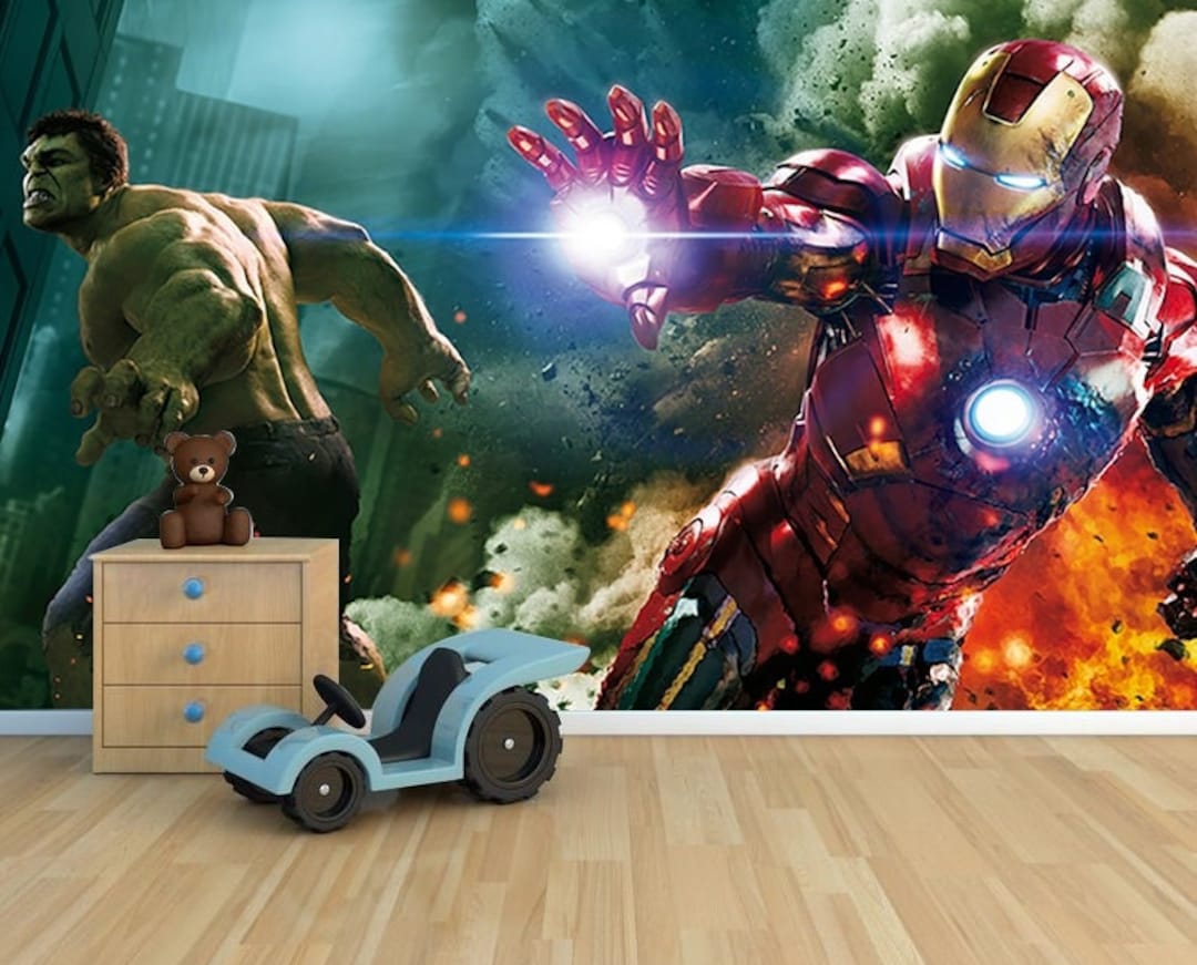 Superheroes Wallpaper | Peel and Stick | Marvel Wallpaper | Kid Room ...