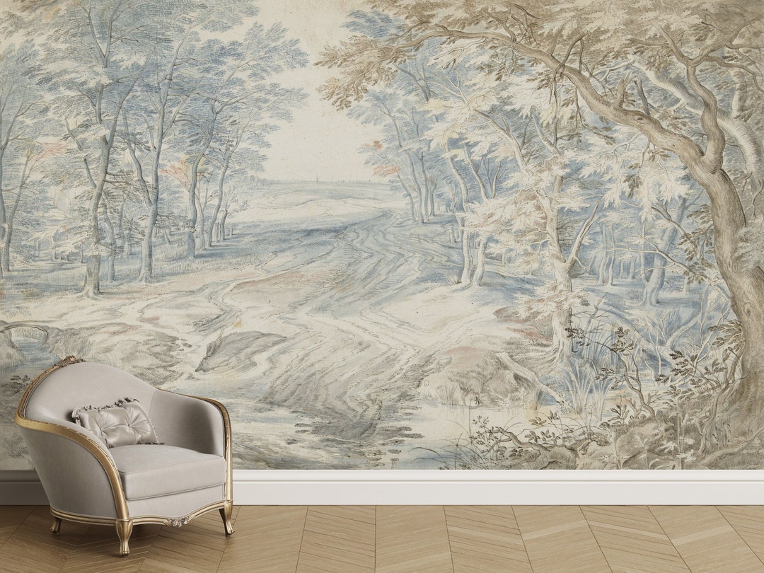 Vintage Landscape Mural Wallpaper: 1650-1750s Peel and Stick - Etsy