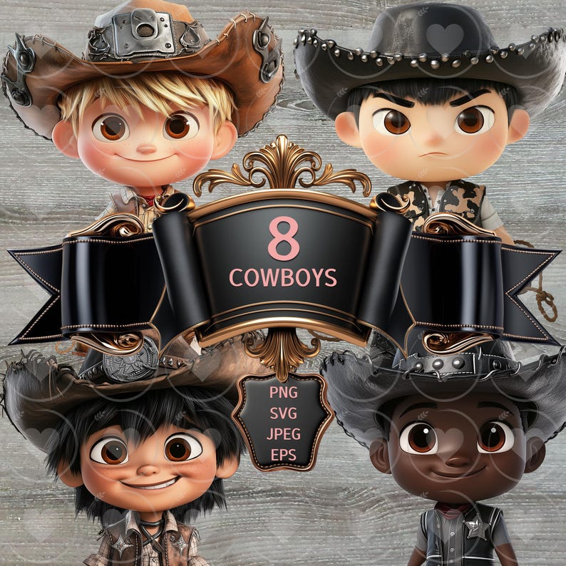Cute Cowboys| PNG Clipart| Commercial Use| SVG Files|digital Download ...
