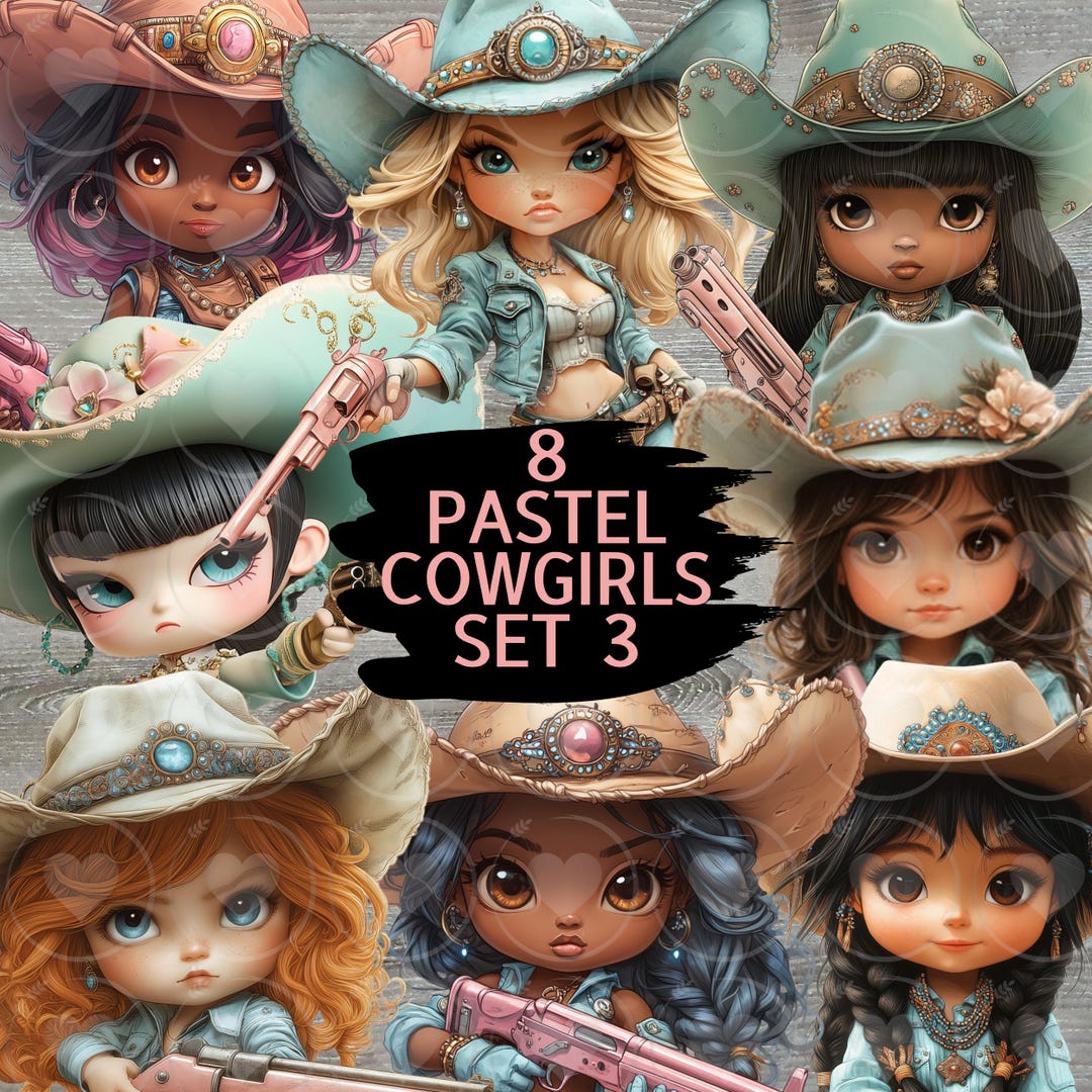 Cute Cowgirls| PNG Clipart| Commercial Use| SVG Files|digital Download ...