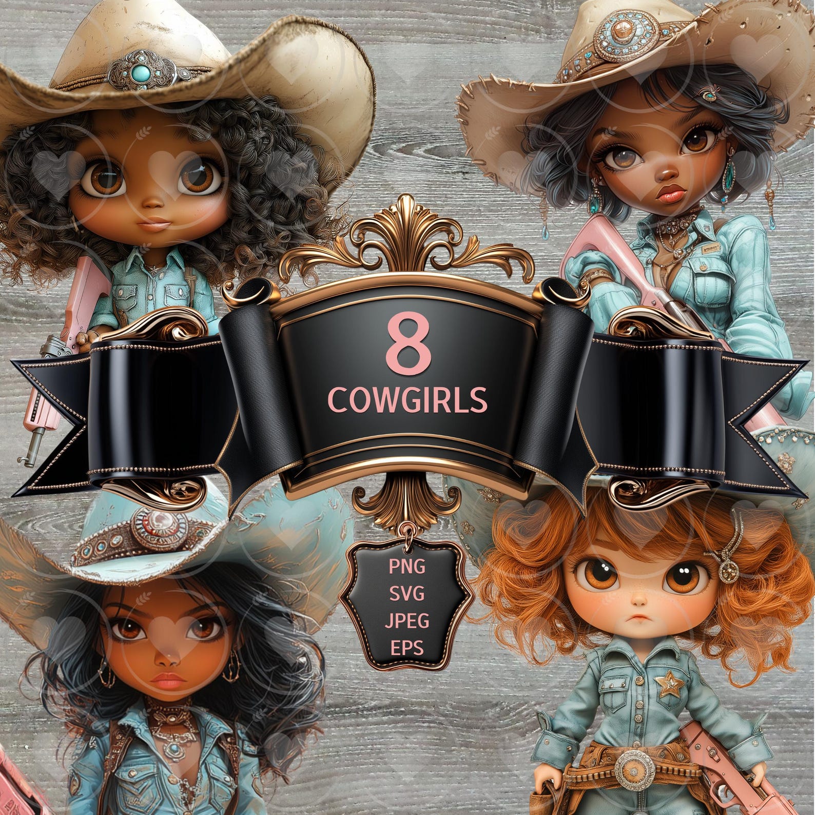Cute Cowgirls| PNG Clipart| Commercial Use| SVG Files|digital Download ...