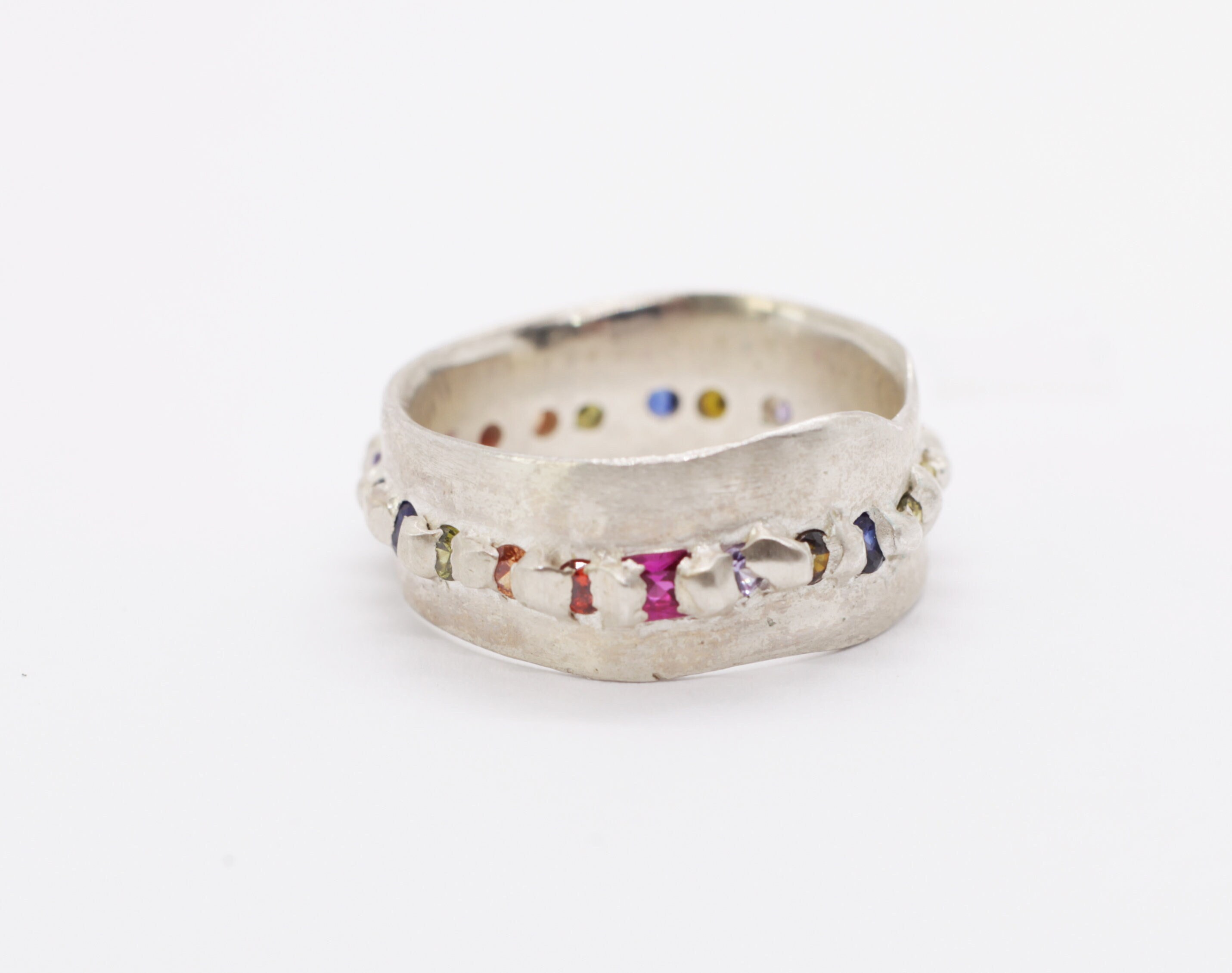 Handmade Silver Ring Rainbow Ring Eternity Ring Silver CZ - Etsy