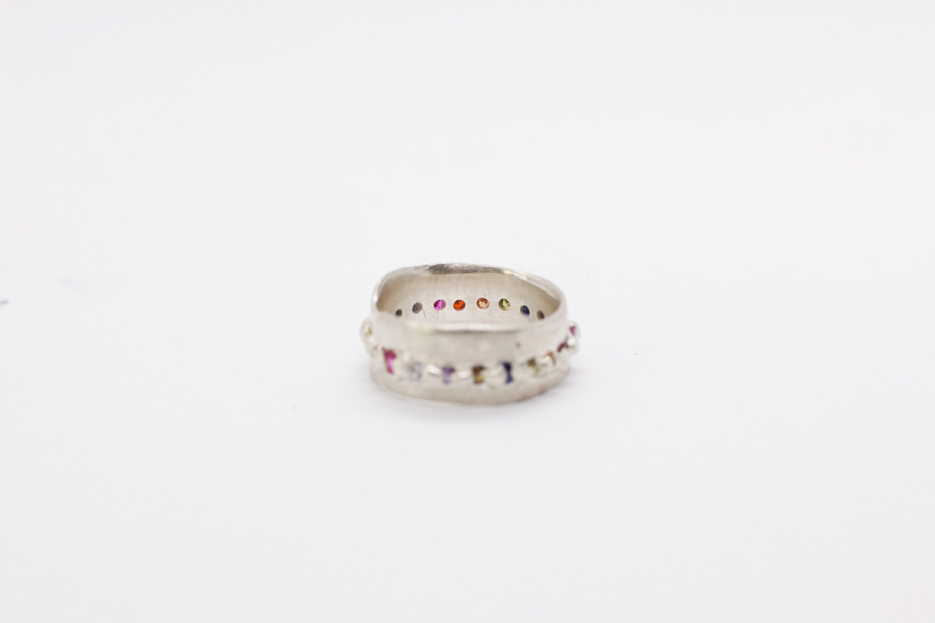 Handmade Silver Ring Rainbow Ring Eternity Ring Silver CZ - Etsy