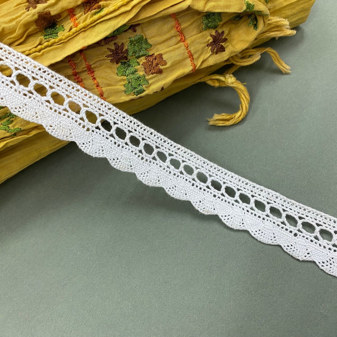 Circle Scalloped Cotton Cluny Lace Trim, 1" 2.5 Cm Wide, Ivory, Crochet ...