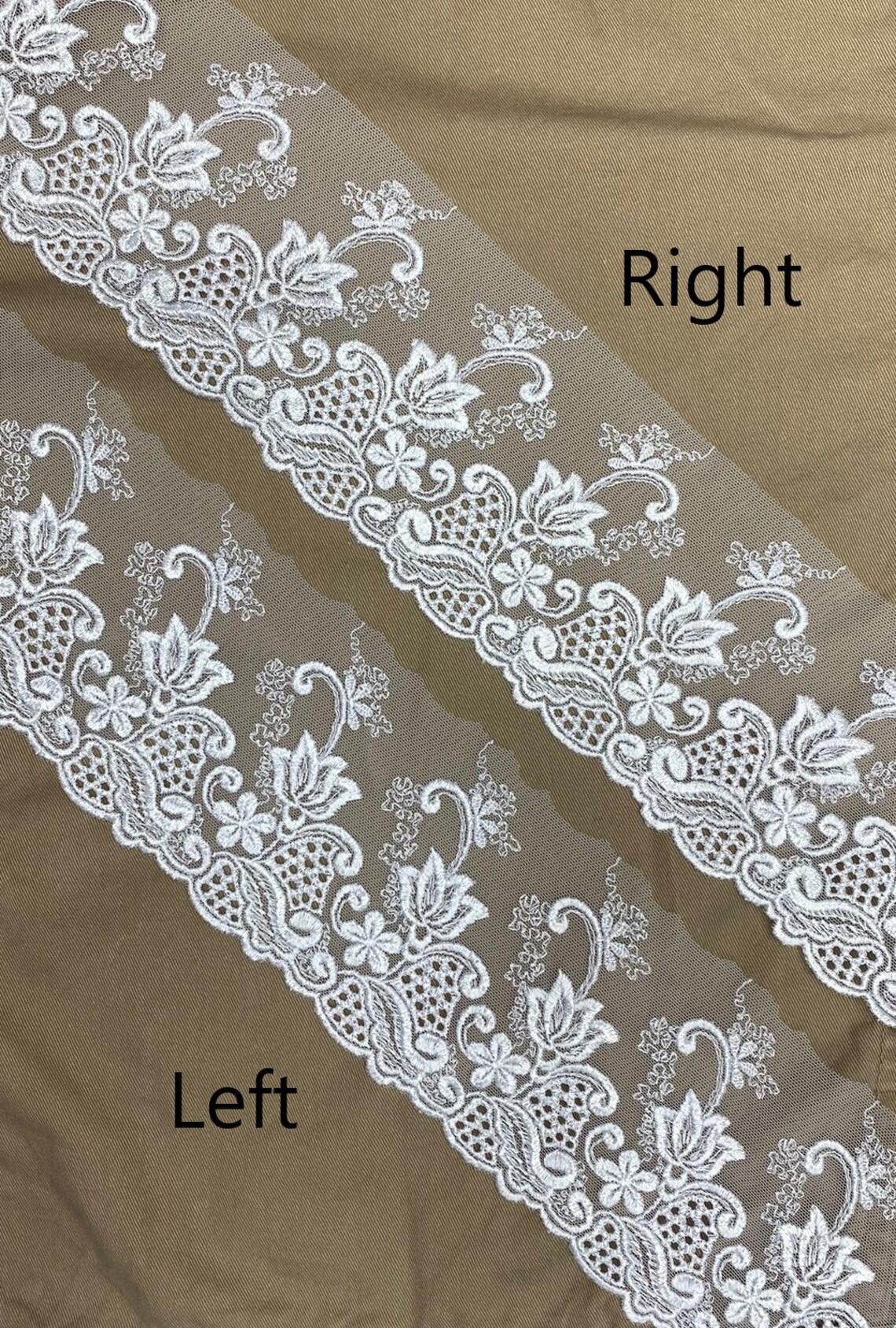 Vintage Floral Double Scalloped Edge Embroidered Tulle Lace Trim, Rayon ...
