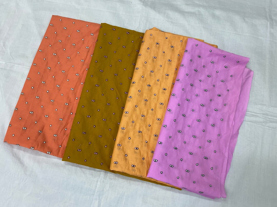 Two-tone Dot Embroidered Cotton Lace Fabric, 53" (134 Cm) Wide, Coral ...
