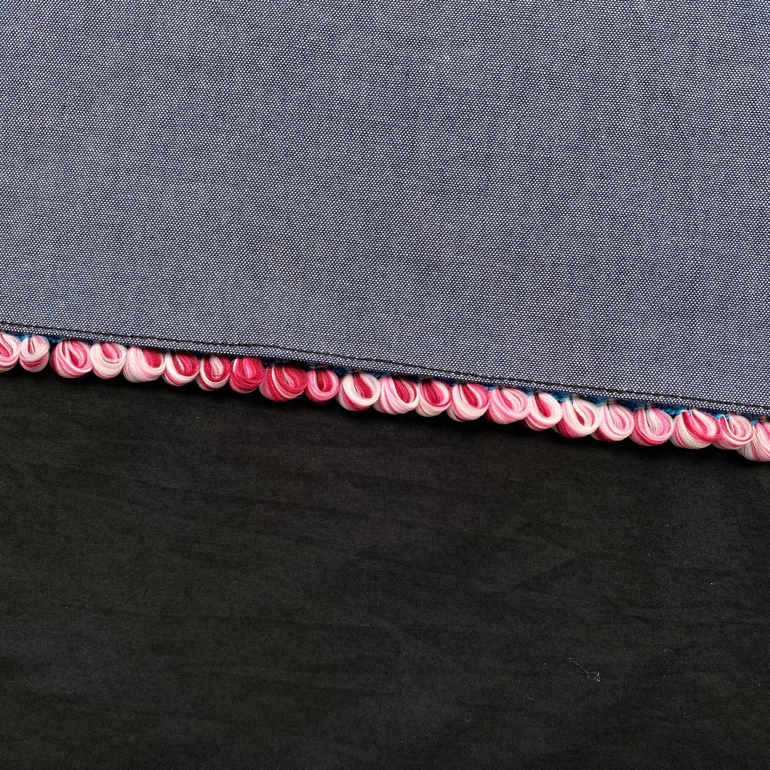 Red Blue Polyester Loop Tassel Fringe Trim, 3/4