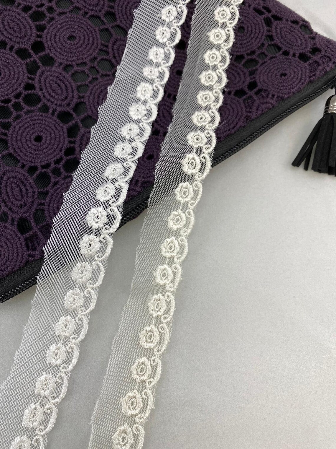 Vintage Floral Scalloped Edge Embroidered Tulle Lace Trim, Rayon, 1 ...