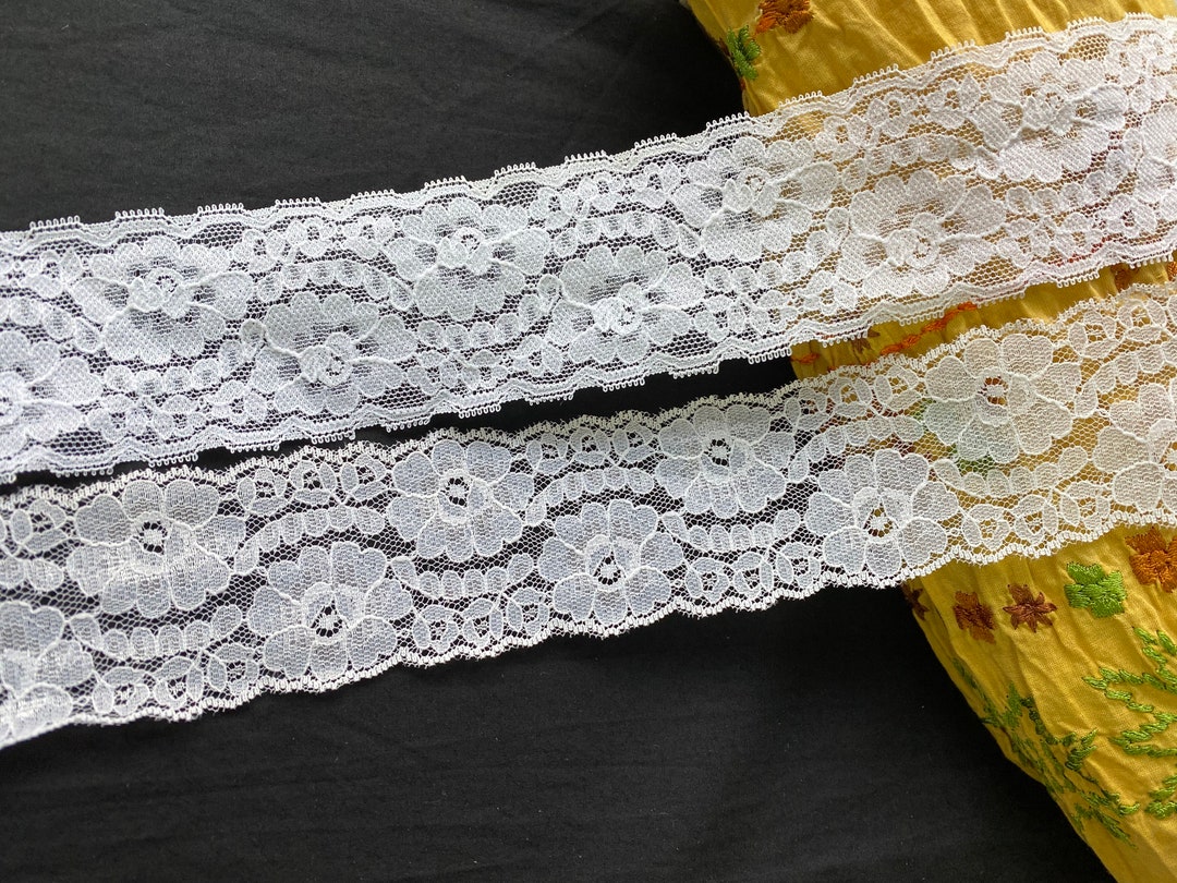 3 Yards Antique Floral Galloon Lace Trim, 2 5cm Wide, off White, White ...
