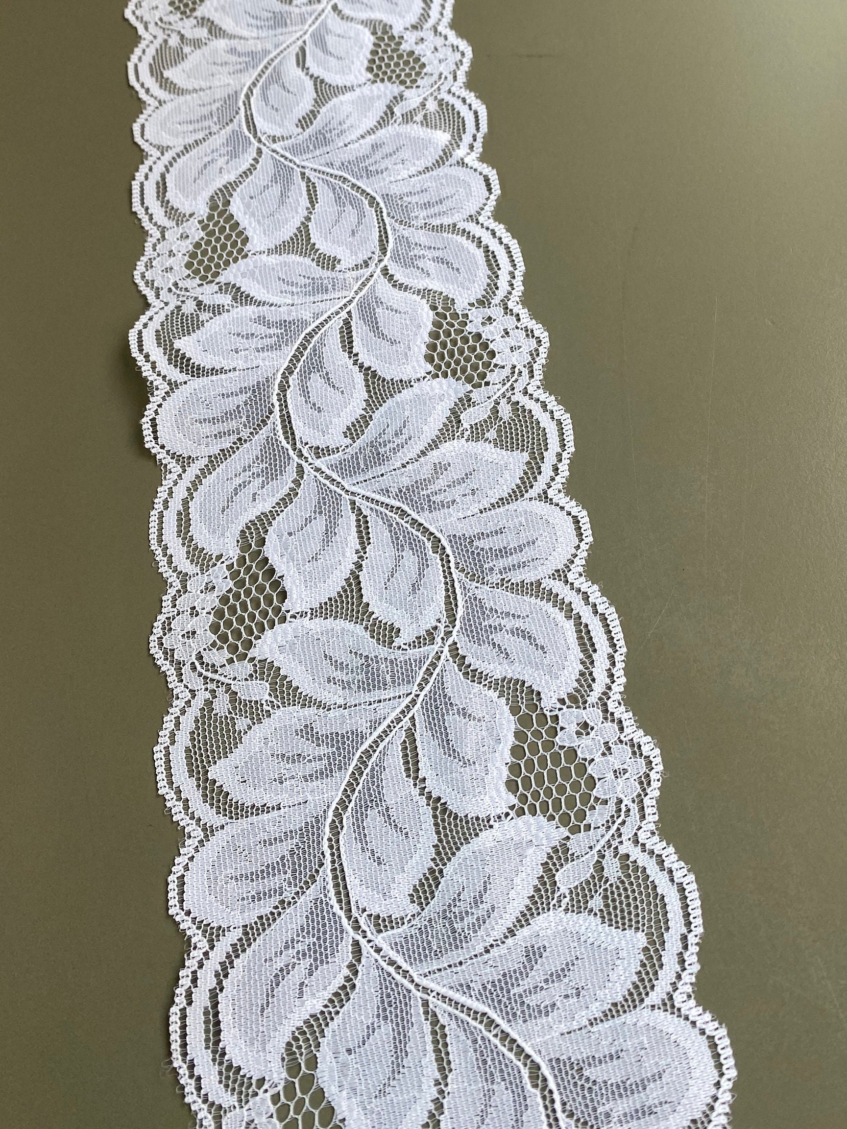 3 Yards Antique White Leaf Nylon Galloon Lace Trim, 3 1/2 9cm Wide ...