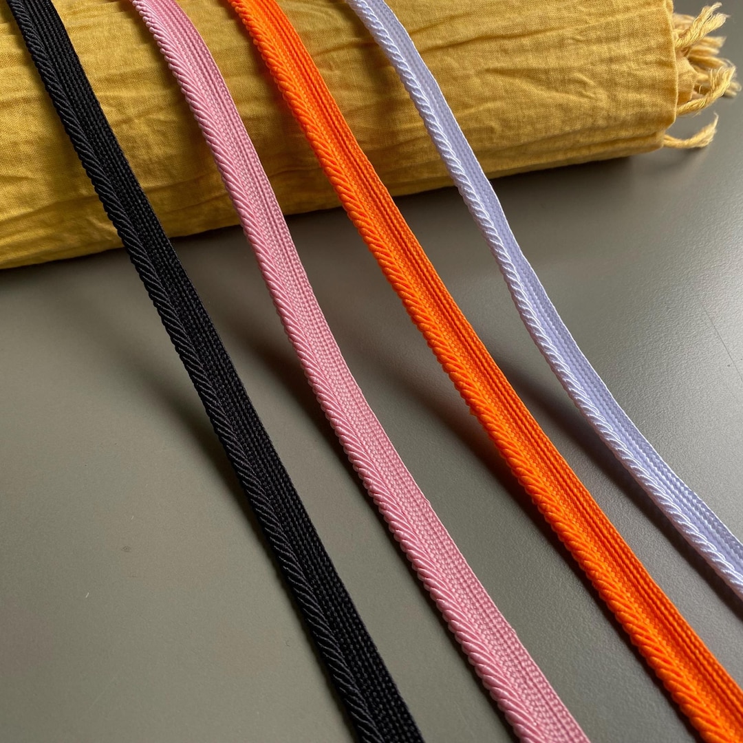 1/2 Inch (12 Mm) Wide Polyester Flanged Insert Piping Cord, Black, Pink ...