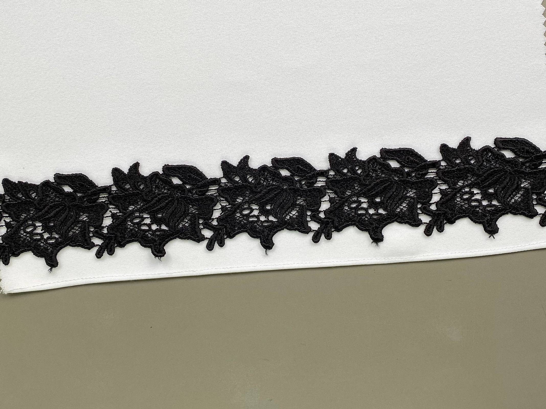 Retro Black Rose Rayon Venise Lace Trim, 2" 5cm Wide, Guipure Lace ...