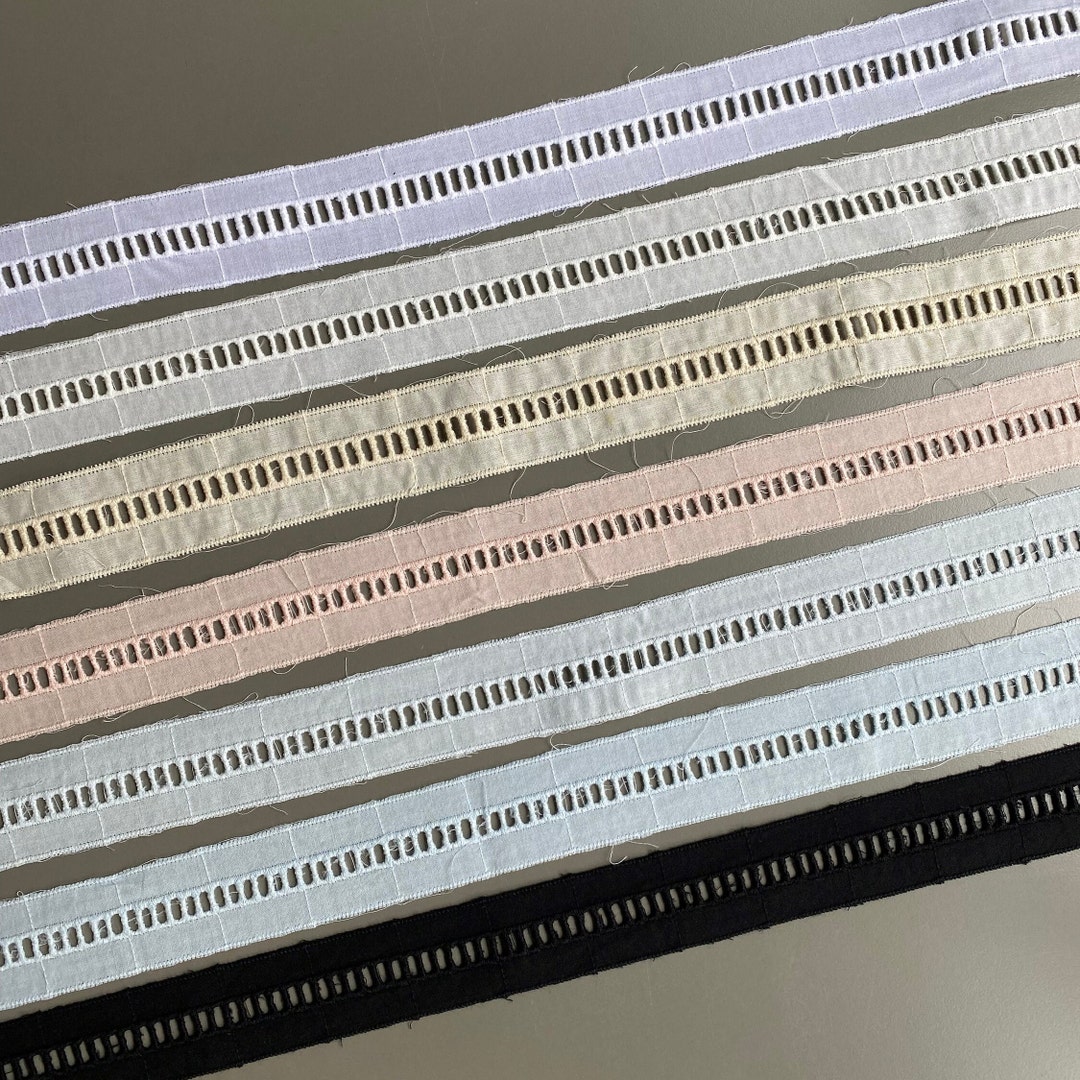 Faggoting Ladder Cotton Eyelet Lace Trim, 1 1/8" 2.9 Cm Wide, Beige ...