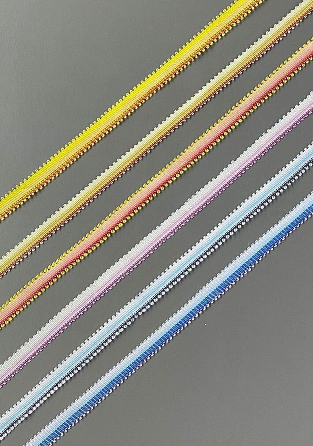 2 Yards Multicoloured Stripe Loop Edge Knit Ribbon Trim, 1/4" 0.7cm ...