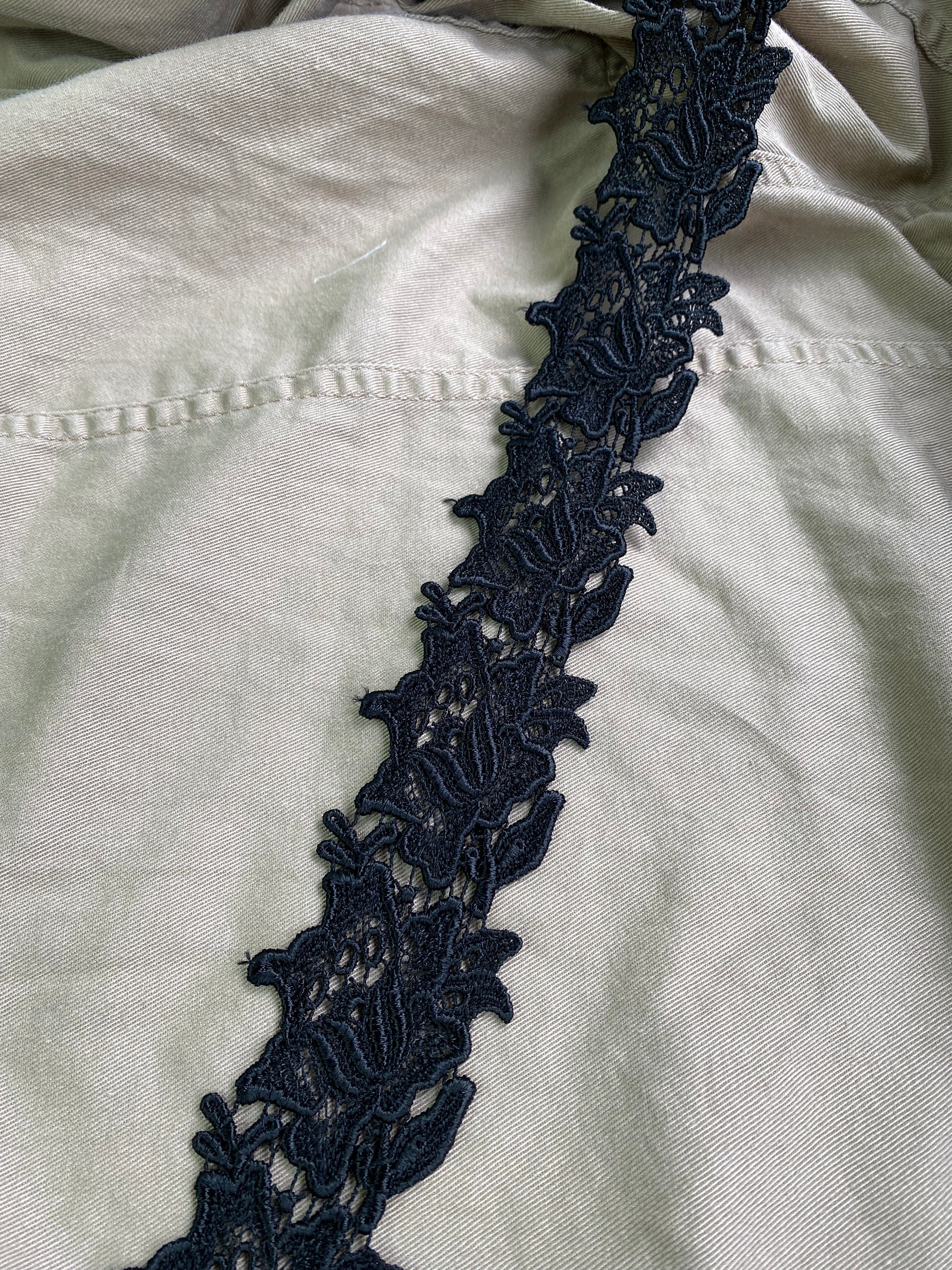 Retro Black Rose Rayon Venise Lace Trim, 2 5cm Wide, Guipure Lace ...