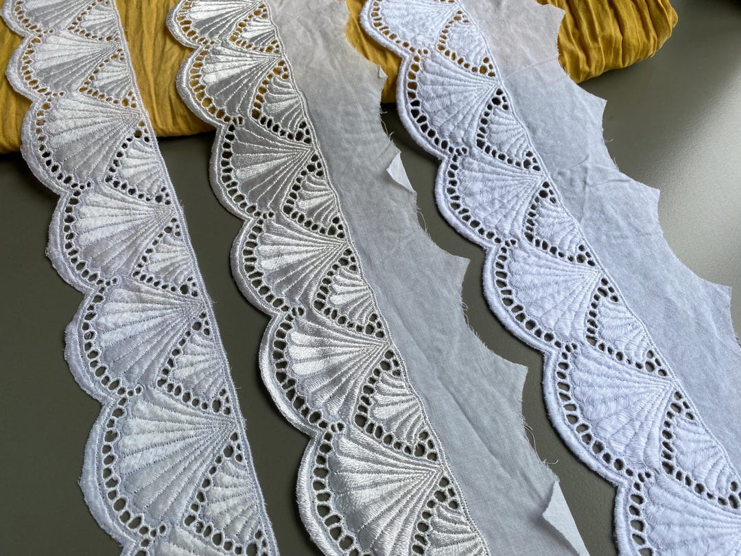 Heavy Embroidered Shell Scallop Broderie Anglaise Trim, 2 1/4" 3 1/8" 3 ...