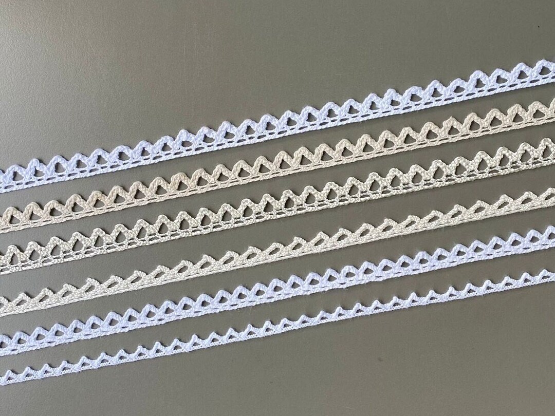 Basic Zic Zac Edge Cluny Crochet Lace Trim, Cotton, Rayon, 1/4" 5/16" 3 ...