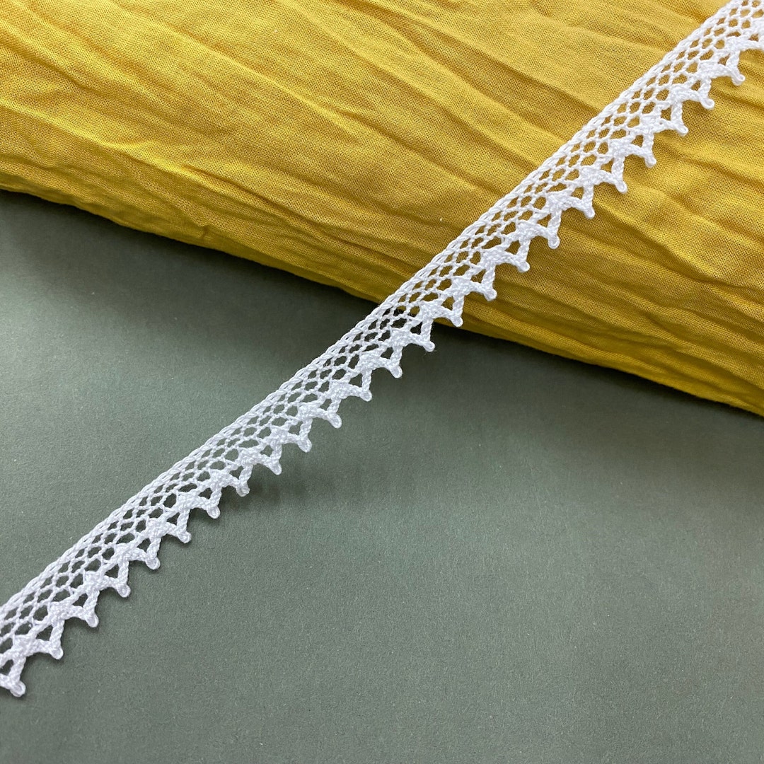 White Mesh Zig Zag Edge Cotton Cluny Lace Trim, 1/2 1.3 Cm Wide ...