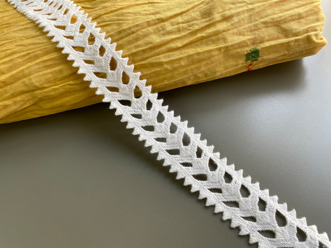 Arrow Picot Edge Cotton Venise Lace Trim, 1 3/8" 3.5cm Wide, Guipure ...