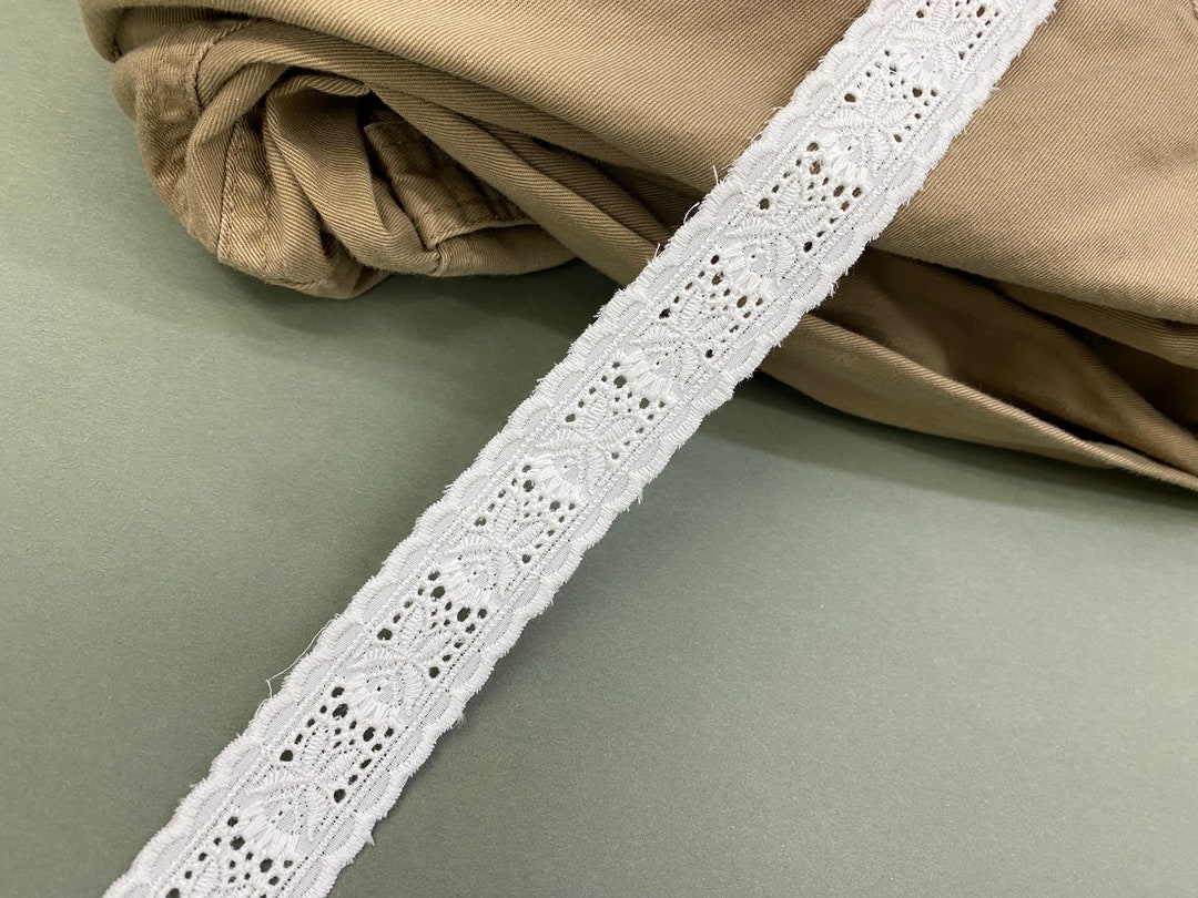 Butterfly Double Scalloped Cotton Eyelet Lace Trim, 1 1/8" 3cm Wide ...