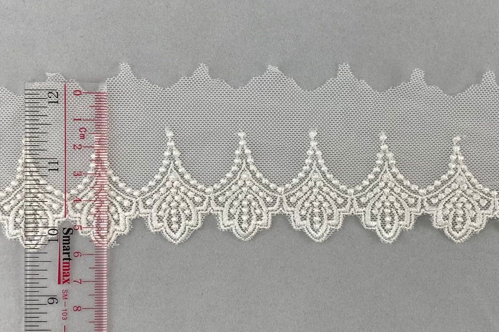 1.5 Yards Vintage Floral Scalloped Edge Embroidered Tulle Lace Trim ...