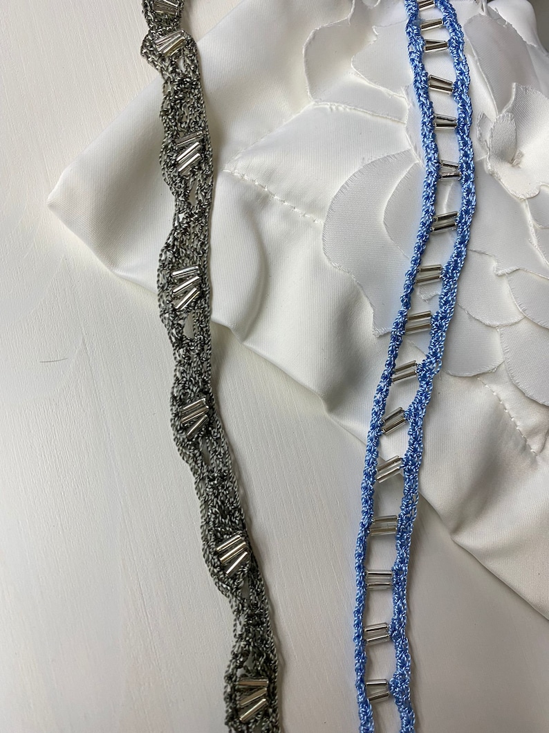 Ladder Handmade Beaded Crochet Lace Trim, 1/2" 1.3 Cm Wide, Blue, Green ...
