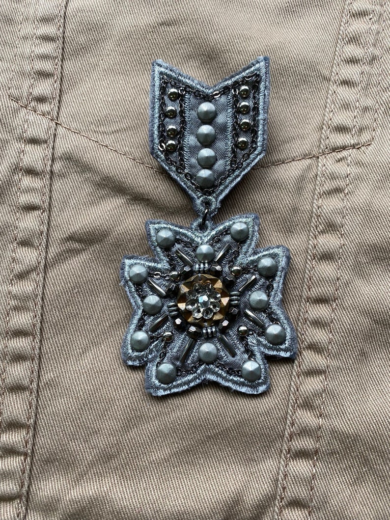 Silver Vintage Military Beaded Brooch Pin, Unisex Brooch, Costume ...