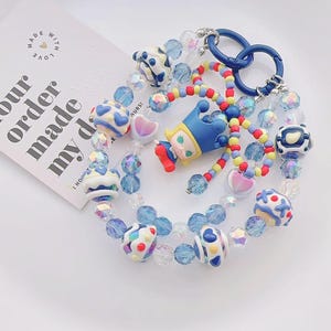 Molly Blue POPMART Hand Painted Beads Keychain, Phone Strap & Bag ...