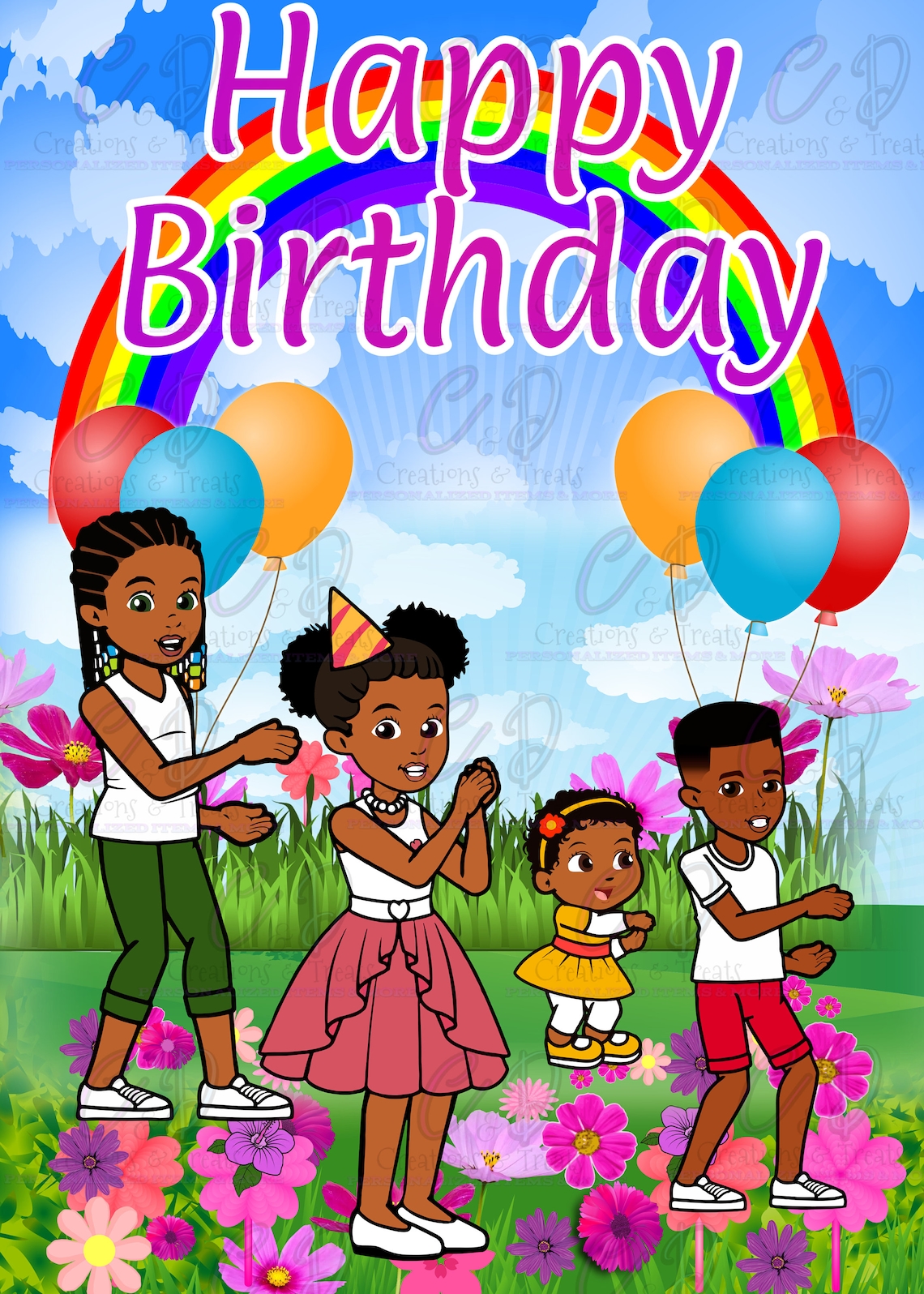 5x7 Gracie's Corner Birthday Backdrop PNG Digital File Only | Birthday ...