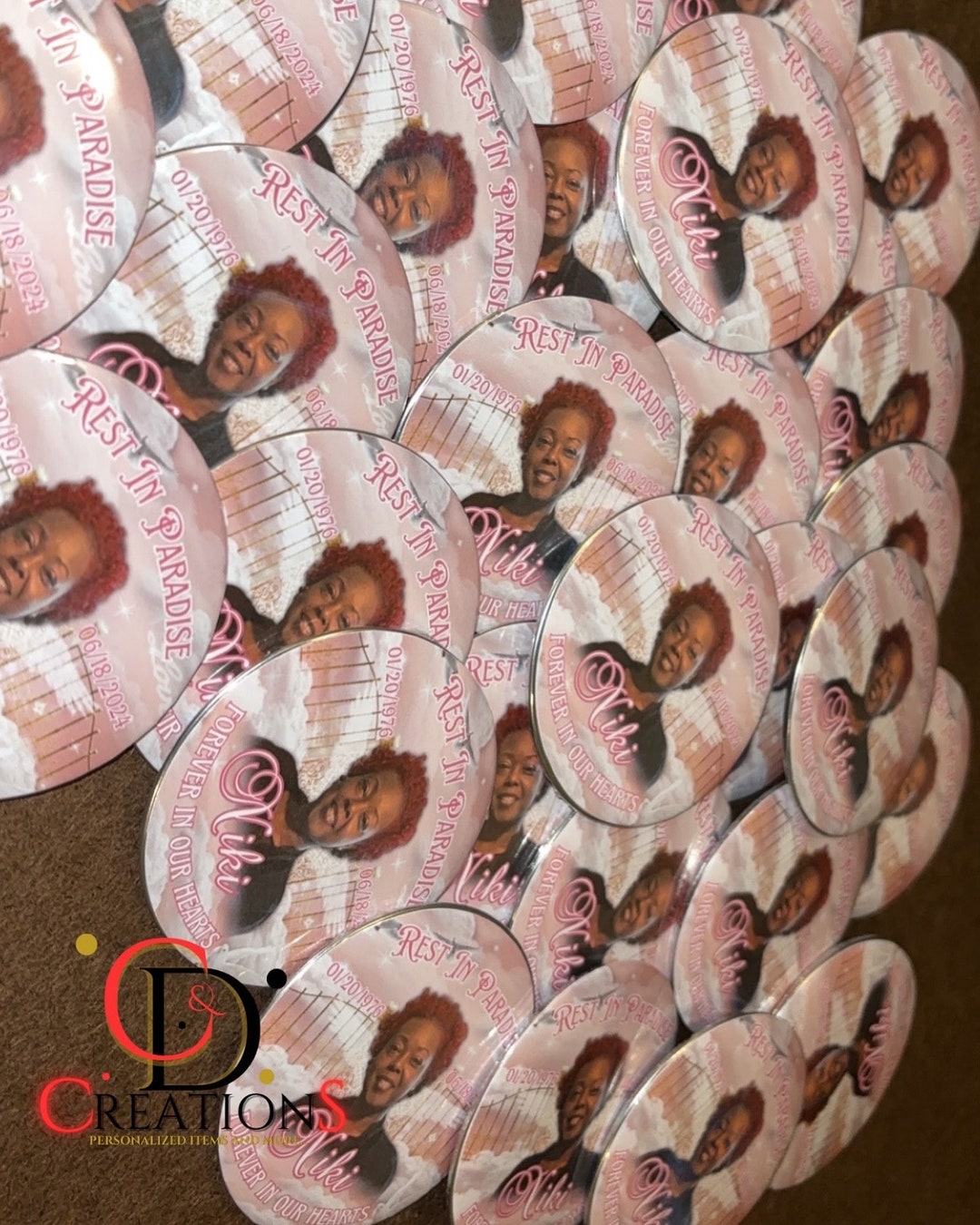 3in Personalized Memorial Funeral Buttons Pins, Rest in Paradise ...