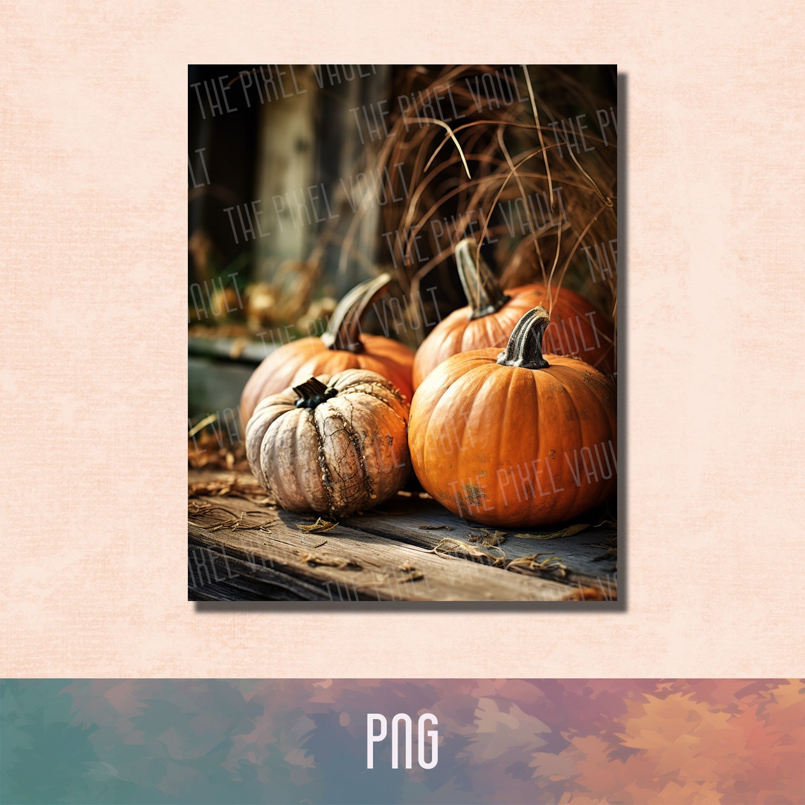 Pumpkins Greeting Card Printable PNG Vintage Fall - Etsy