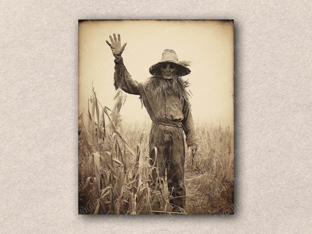 Friendly SCARECROW Photo Vintage Style Old Print Digital Download PNG ...