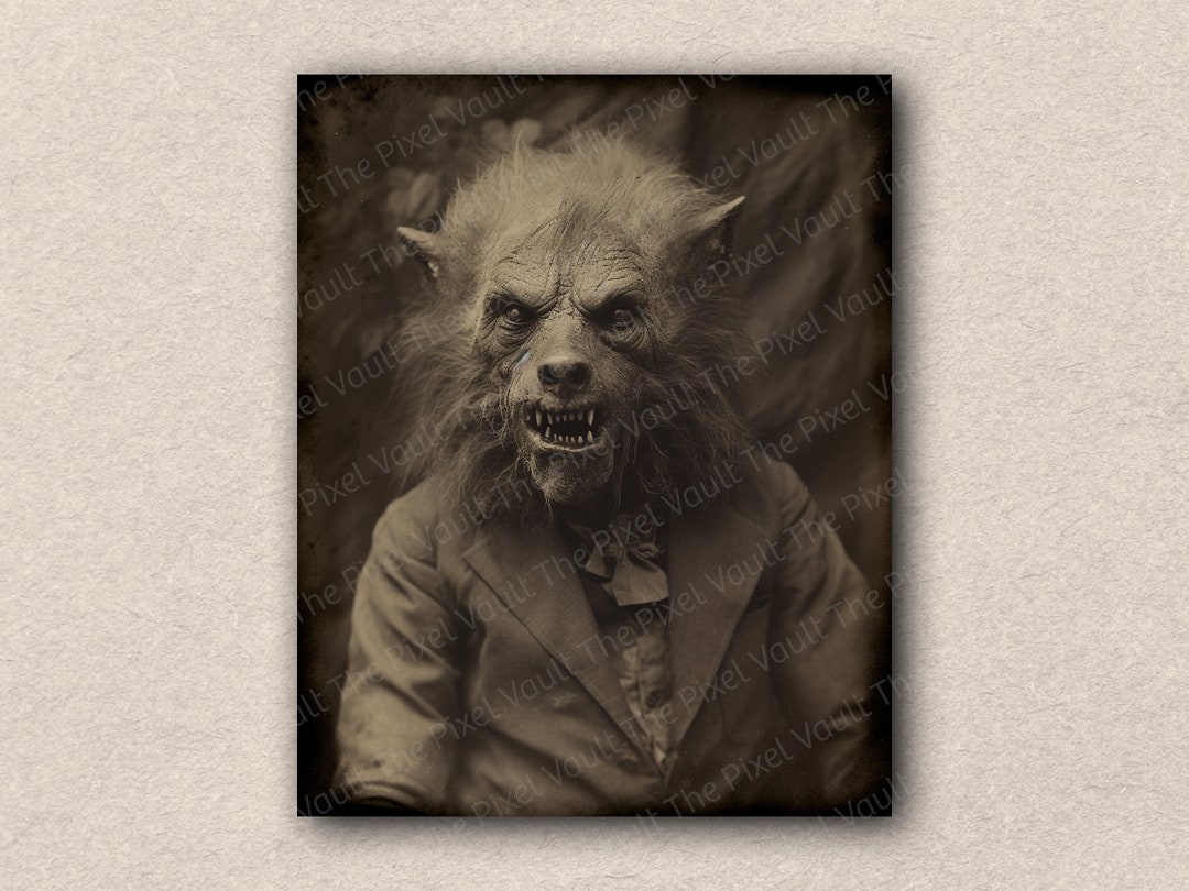Vintage Style Creepy Werewolf Photo Digital Download PNG Halloween ...