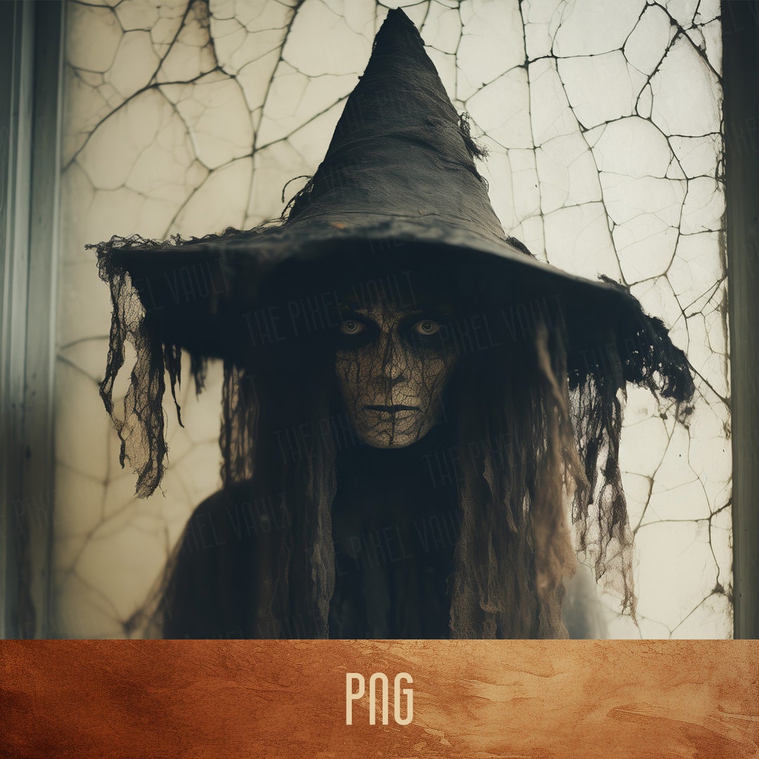 Scary Witch Portrait PNG, Halloween Theme, Digital Download, 8 in by 10 ...