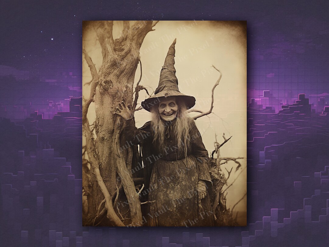 Old Witch Photo Vintage Style | Digital Download PNG | Halloween Scary ...