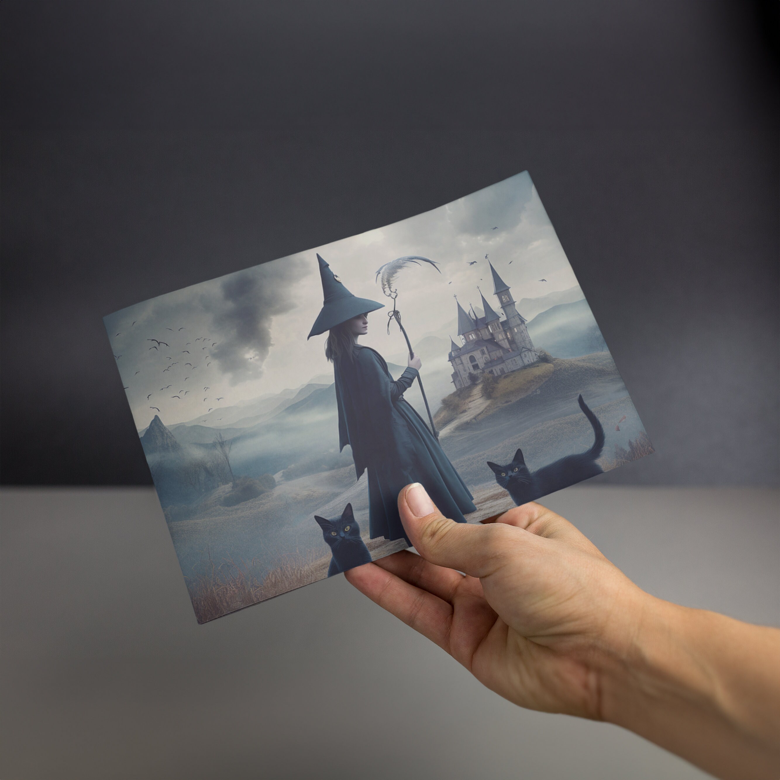 Witch With Black Cats Digital Download PNG Halloween Scary Horror Paper ...