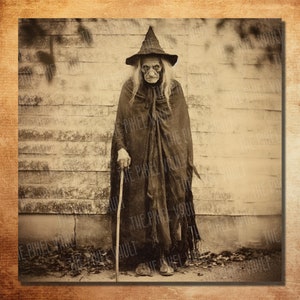 Vintage Witch Digital Download – Eerie Halloween Art – Creepy Old Witch ...
