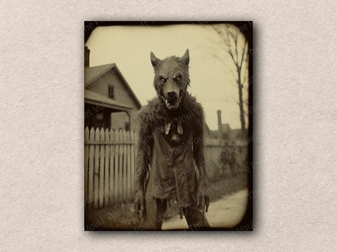 Vintage Style Creepy Werewolf Photo Digital Download PNG Halloween ...