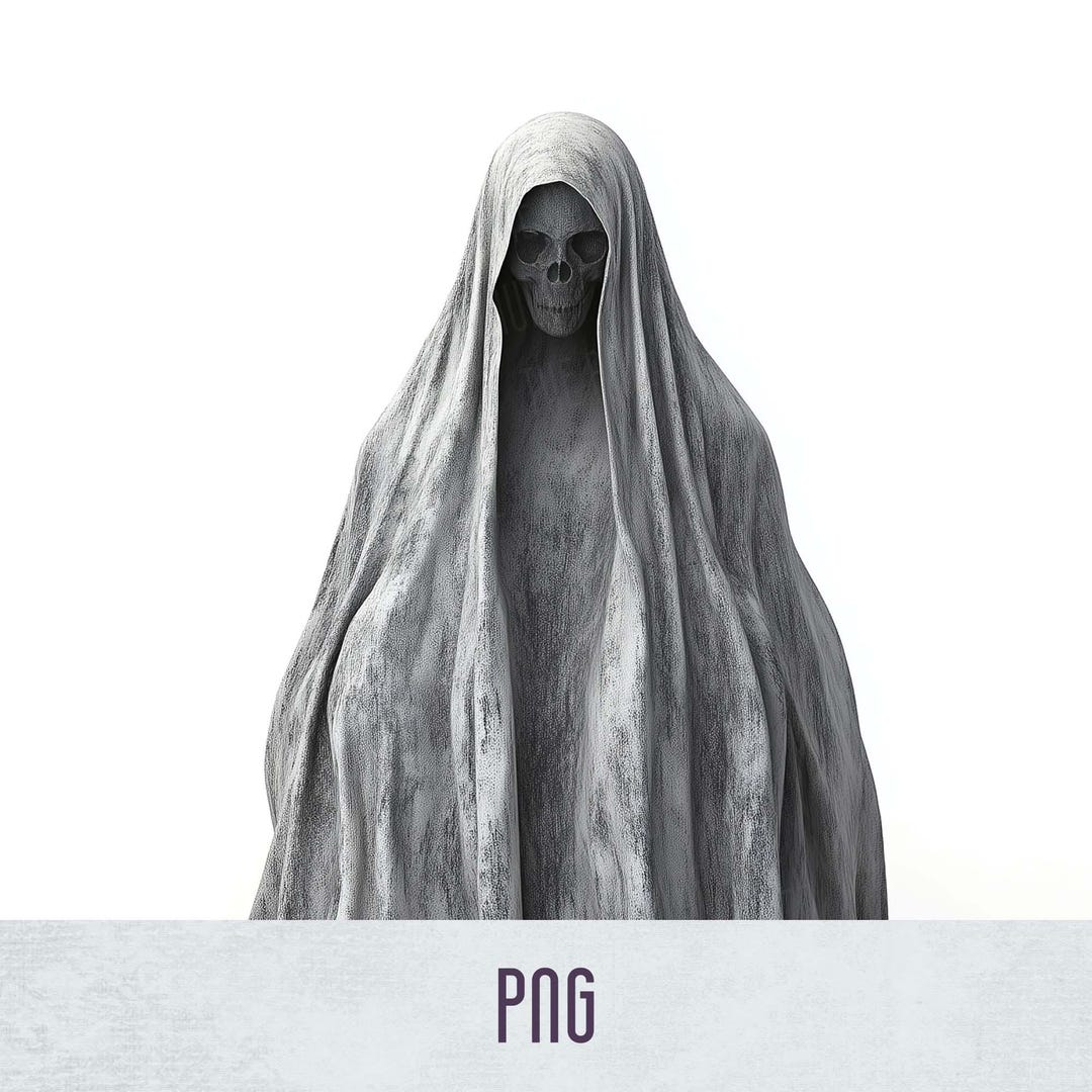 Eerie Halloween Decor, Grim Reaper Statue, Skeletal Figure, Hooded ...