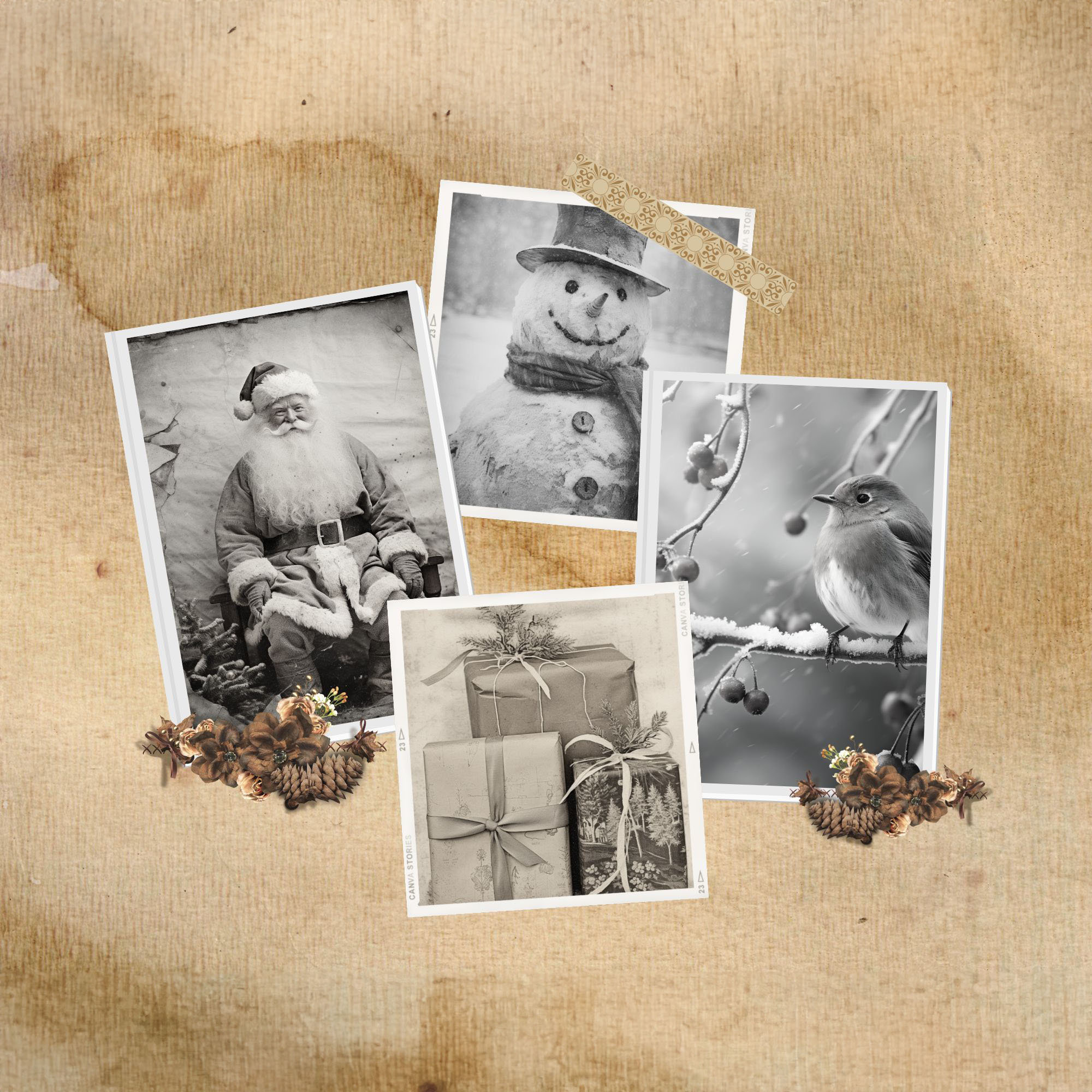 Vintage Santa Claus PNG, Old-world Christmas Digital Download, Sepia ...