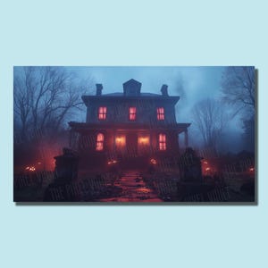 Haunted House Halloween Art 4K Spooky Digital Download for Halloween ...