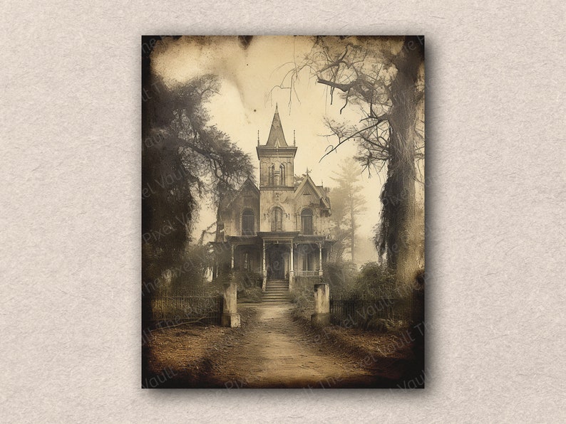 HAUNTED HOUSE Photo Vintage Style Old Print Digital - Etsy