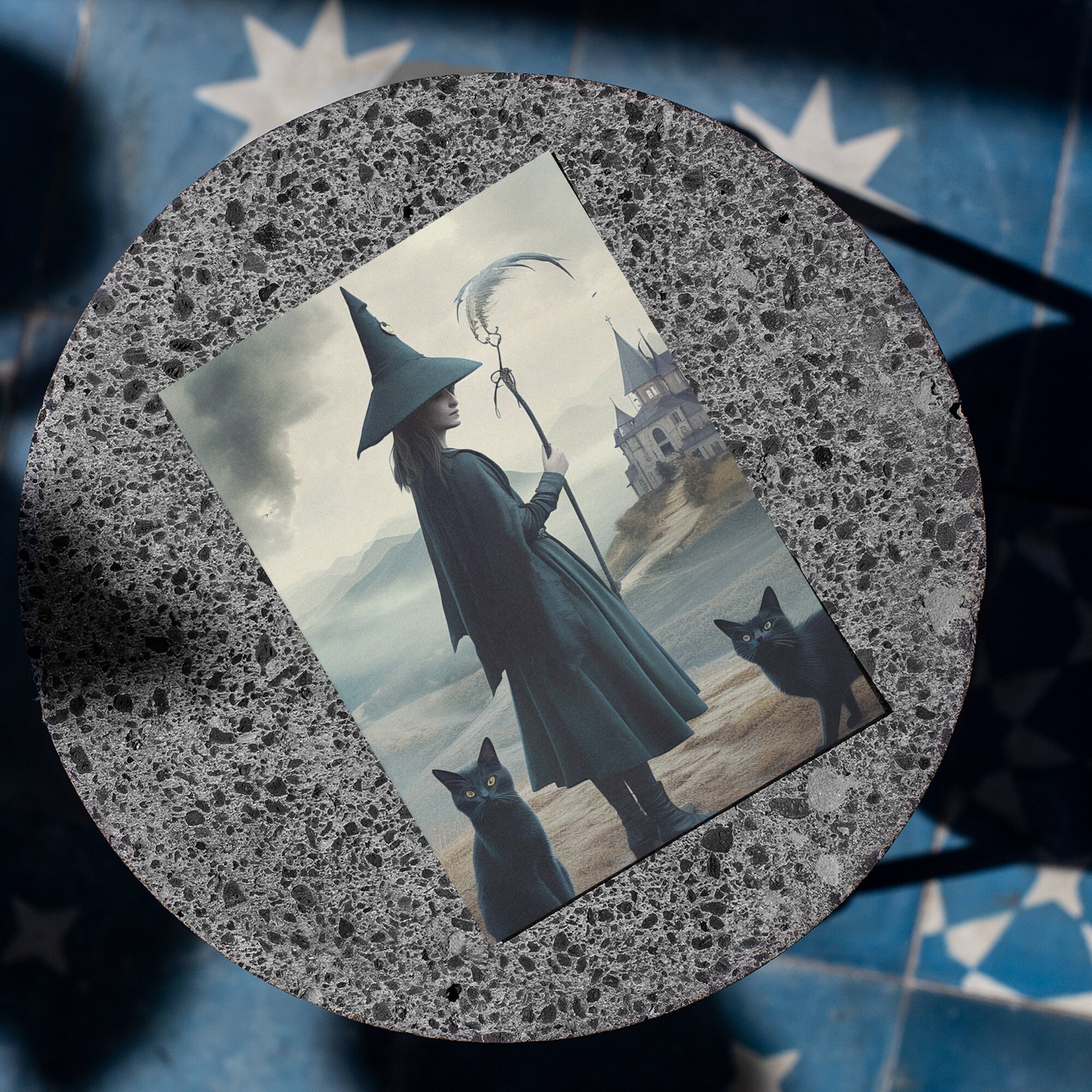 Witch With Black Cats Digital Download PNG Halloween Scary Horror Paper ...