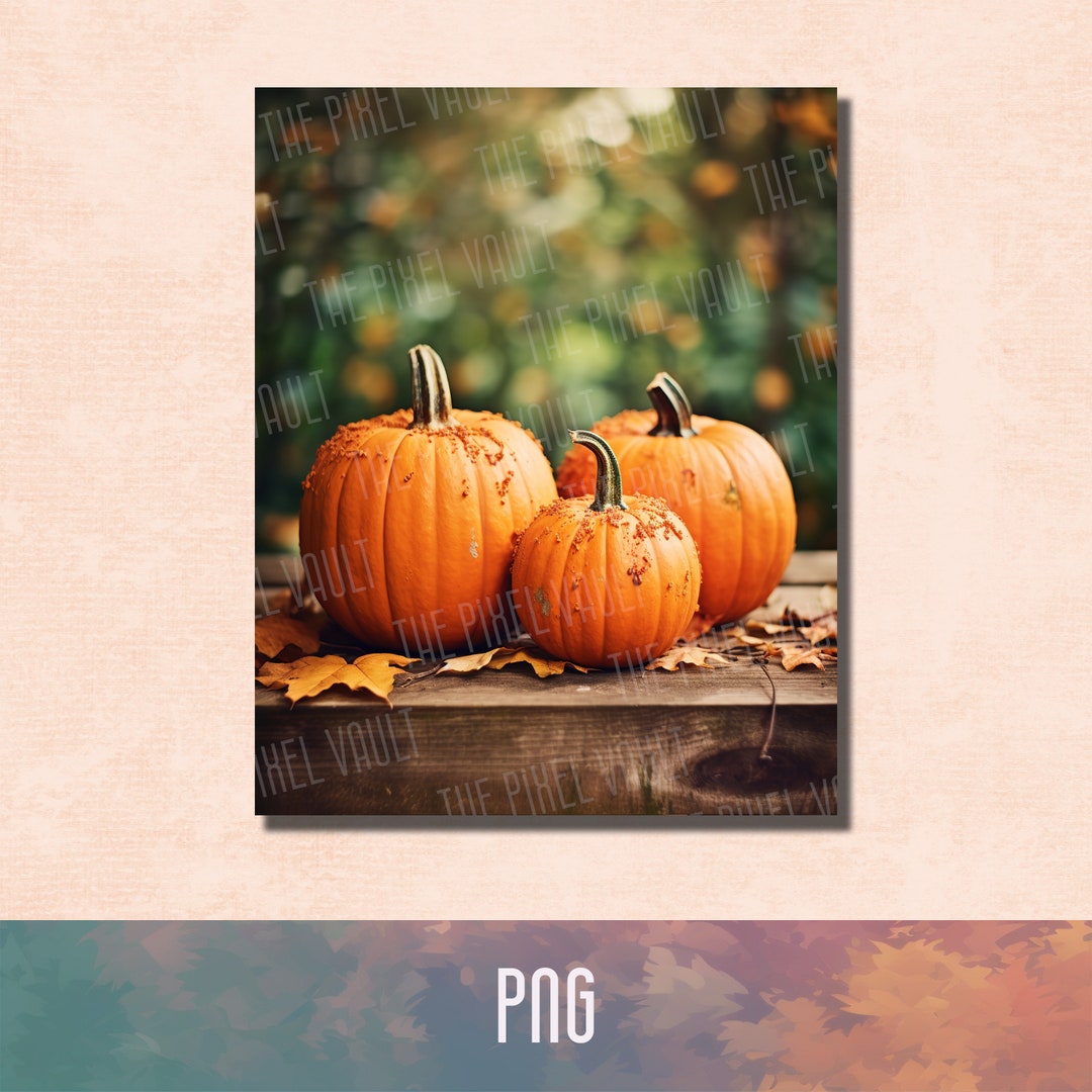 Pumpkins Greeting Card Printable PNG Vintage Fall Thankful Card ...