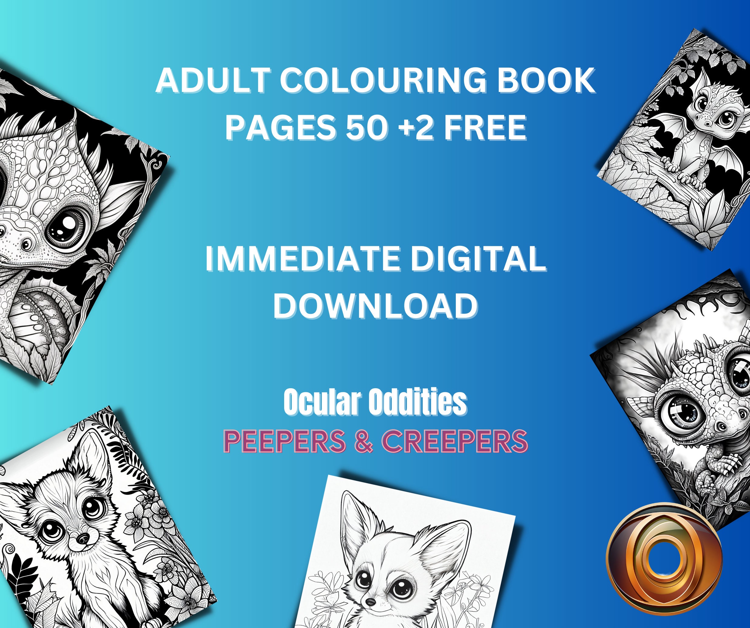 Cute Dragons Monsters Digital Colouring Pages Book Ocular Oddities ...