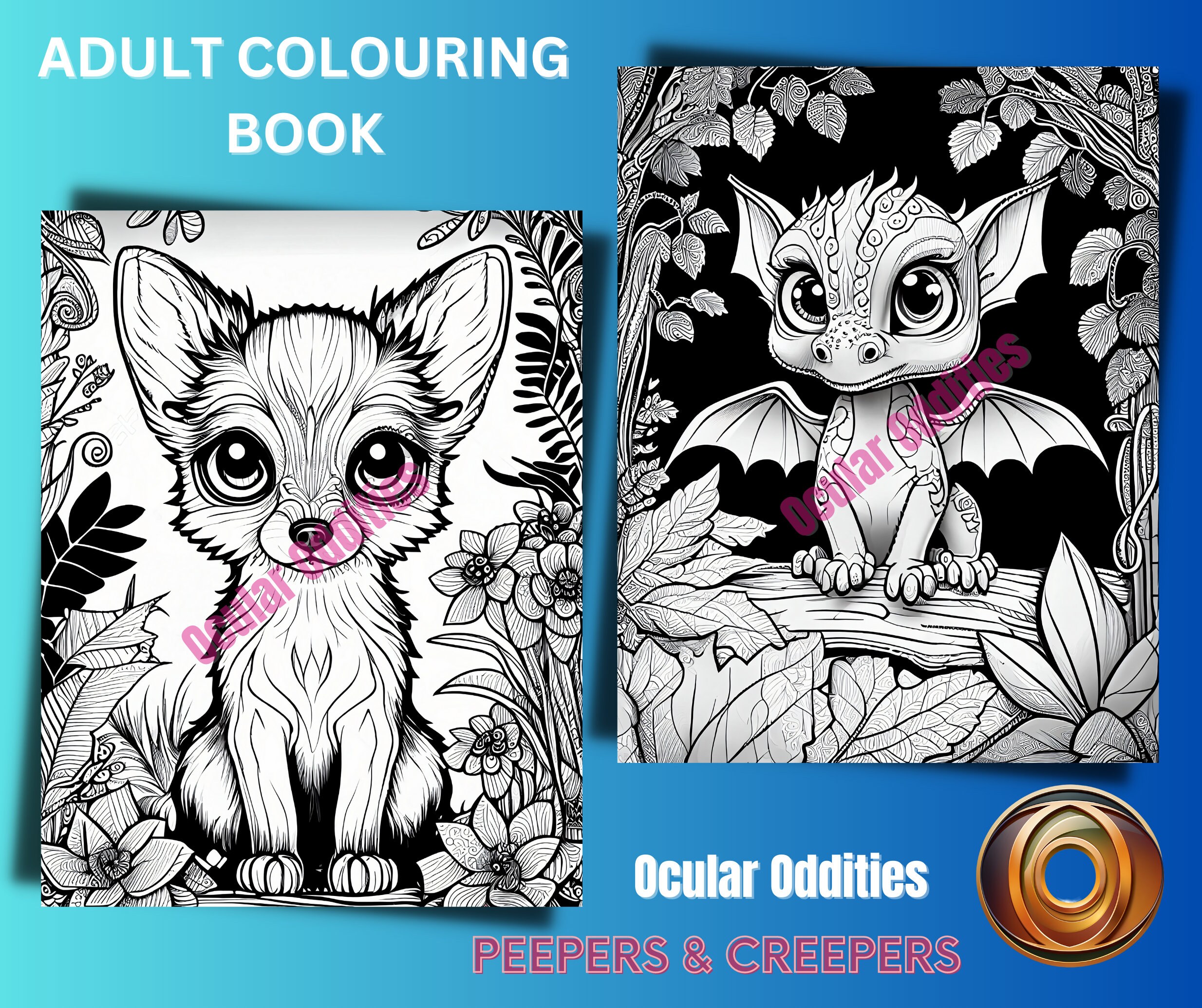 Cute Dragons Monsters Digital Colouring Pages Book Ocular Oddities ...