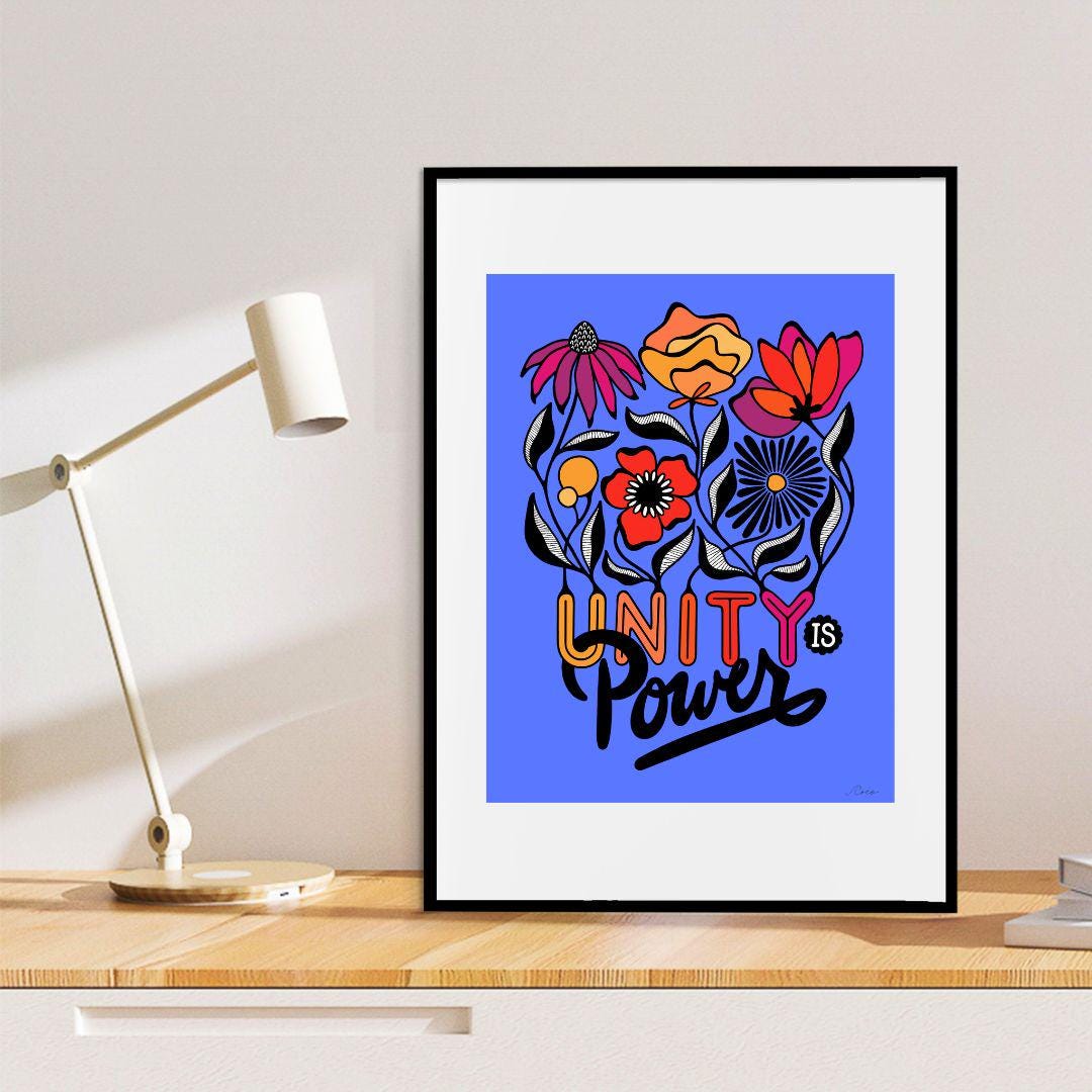 Unity is Power Floral Art Print | Bold Wildflower Wall Art ...